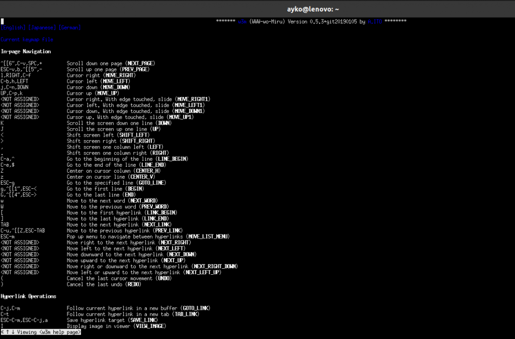 Браузер w3m – настройка и использование